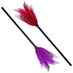 URATOT 2 Pieces Halloween Witch Broom Plastic Witch Broom Props Witch Broom Party Decoration for Halloween Costume Decoration