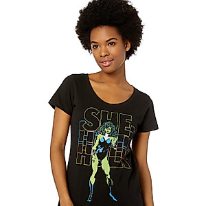 Marvel womens Official Marvel She Hulk Women's Scoop Neck Tee Shirt, Black Official Marvel She Hulk Women's Scoop Neck El, X-Large US