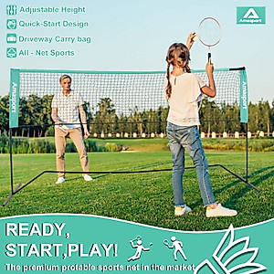 Portable Badminton Net Set - Net for Tennis, Soccer Tennis, Pickleball- Easy Setup Nylon Sports Net with Poles - for Indoor or Outdoor Court, Beach, Driveway (20)