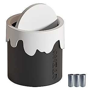 LtyTz Mini Trash Can with Lid Cute Small Trash Can Office Plastic Garbage Can with 3 Rolls of Trash Bags for Bathroom Vanity, Desktop, Office or Coffee Table (2 Liter,Black)
