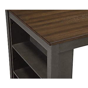 OSP Home Furnishings Century Dining Set Includes Table with Built-in Storage Shelves and 4 Stools, Slate Grey Finish