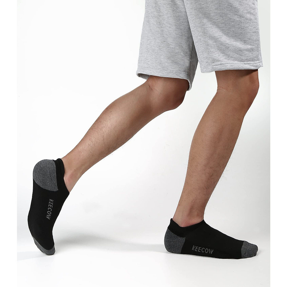 KEECOW Performance Comfort No Show Ankle Cushion Socks For Men & Women, Athletic, Tab, Short, Socks For Running, Walking, Outdoor (Large, Black (6 Pairs))