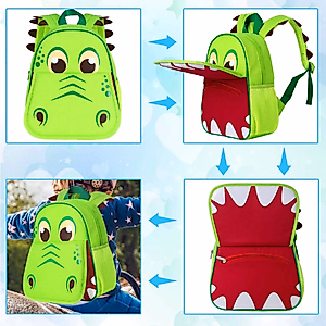 gxtvo Toddler Backpack for Boys, Dinosaur Kids Preschool Bookbag and Lunch Box, 12" Cute Cartoon Animal Schoolbag