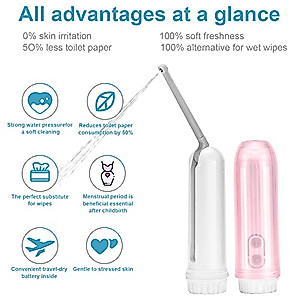 Portable Bidet-Electric Portable Travel Bidet Toilet Sprayer for Women Personal Hygiene Cleaning Soothing Postpartum Care, Perineal, Hemmoroid Treatment Outdoor Camping Pink