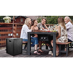 Cecarol Propane Tank Cover Table Hideaway Table for Gas Fire Pits for 20 lbs Propane Tank Outdoor Gas Tank Storage Side Table for Gas Fire Pit Gas Grill Griddle Propane Stoves(Brown)