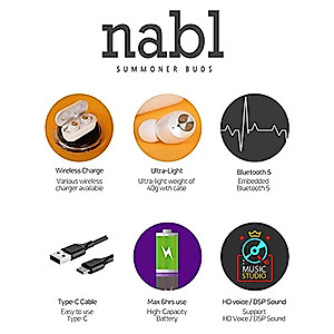 Summonerbuds NABI Pink Bluetooth 5.0 True Wireless Earbuds IPX5 Waterproof, in-Ear Earphones with Microphone, Wireless Chargable