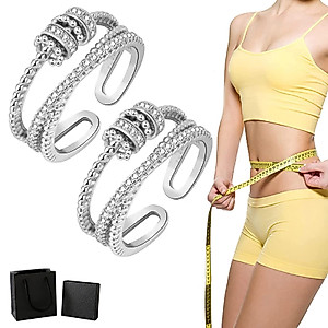 JANSIO Threanic Triple-Spin Ring, Jansio Ring, Feelief Self-Soothing Ring, Feelief Zirconica Triple Fidget Ring, Adjustable Moissanite Spinner Ring for Women (2 Silver)