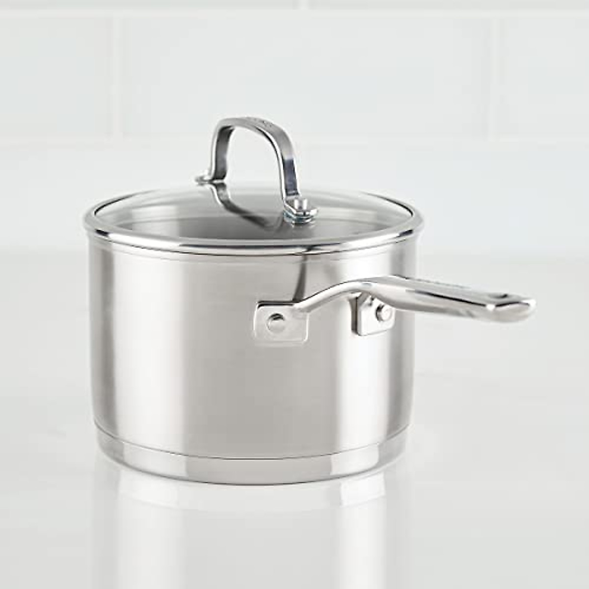 KitchenAid 3-Ply Base Brushed Stainless Steel Sauce Pan/Saucepan with Lid, 3 Quart