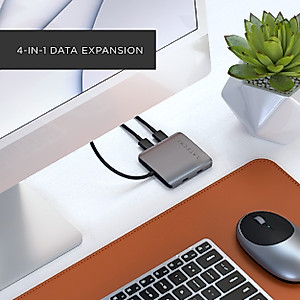 Satechi USB C Hub 4 Port, USB C Adapter for MacBook, iPad, iPhone 16 & 15 Series, Microsoft Surface, Chromebook, and More (Data Transfer (5Gbps))
