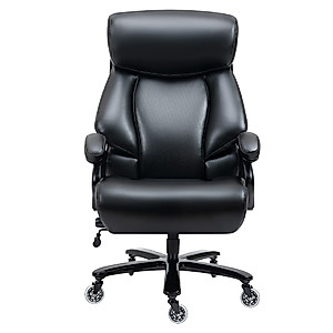 KJZ Big and Tall Office Chair, 400lb Office Chair, Heavy Duty Ergonomic Computer Desk Chair, Executive Leather Chair, Adjustable Lumbar Support 360 Swivel Task Chair