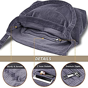 Captain Blues Corduroy Tote Bag Large Capacity Cute Tote Bags Aesthetic Thicken School Bag for Women Daily Use(Grey)