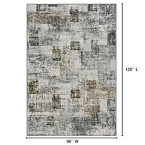 Area Rug Living Room Rugs 8x10 Washable: Soft Modern Abstract Fluffy Rug with Non-Slip Backing, Indoor Plush Throw Rug Large Accent Carpet for Bedroom Dining Room Nursery - Gray