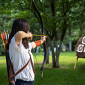 Megaloceros Archery 52" Recurve Bow Handmade Laminated Longbow Traditional Bow and Arrows Ambidextrous Horsebows Set for Hunting Target Shooting 30lbs