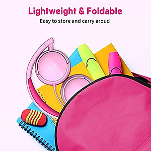 vinamass Kids Headphones, Toddler Headphones with Decorative Cat Ear, 85dB/94dB Safe Volume Limit, for Kids, Boys, Girls, Audio Sharing, Foldable Wired Children Headphones(Pink)