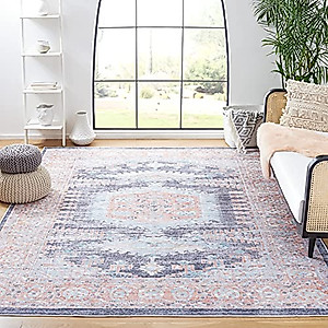 SAFAVIEH Serapi Collection Machine Washable 6'7" x 9' Terracotta/Blue SEP382P Boho Chic Living Room Dining Bedroom Area Rug