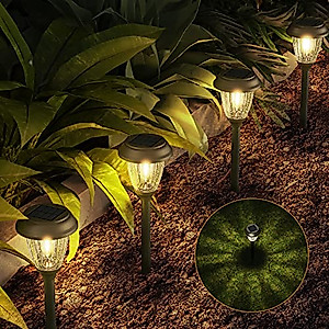 XMCOSY+ Solar Pathway Lights Outdoor Waterproof - 6 Pack Solar Garden Lights, Auto On/Off 10/25 Lumen Solar LED Outdoor Lights Warm White, Bubble Glass Solar Lights for Yard Path Lawn Walkway Driveway