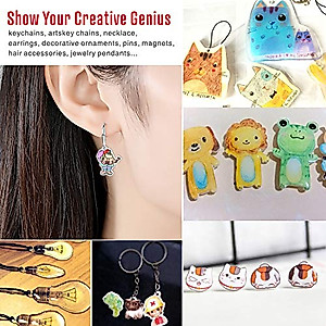 BAPHILE Shrinky Dink,301PCS Shrink Art Plastic Sheets Kit Include 20PCS Clear Frosted Heat Shrinky Paper with 281PCS Keychains Accessories for Adults Kids Creative Craft School Project