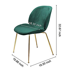 GIA Contemporary Dining Chair with Velvet Upholstery, Set of 2, Green