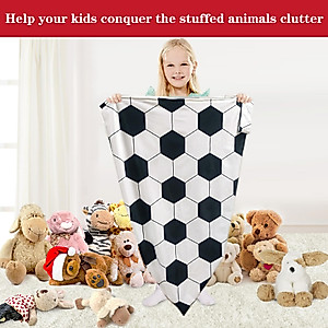 Jorbest Stuffed Animal Storage, Soccer Stuffed Animal Bean Bag Storage, Soccer Bean Bag Chair Cover for Kids, Luxury Velvet Stuffie Seat - Cover ONLY (200 L/52 Gal)