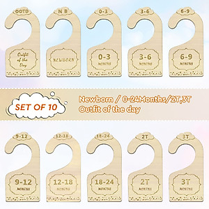 Lemon Shane Wood Baby Closet Dividers for Baby Clothes, 10x Double-Sided Organizer - Baby Clothing Size Age Dividers, Baby Clothes Dividers, and Nursery Closet Organizers