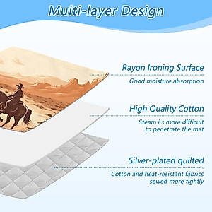 GOODOLD Vintage Western Cowboy Ironing Mat Portable Travel Ironing Pad for Washer,Dryer,Table Top, Iron Board Alternative Cover, Large Heat Resistant Ironing Blanket