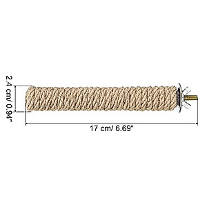PATIKIL 0.9x6.7 Inch Bird Cage Perch, Parrot Stand Paw Grinding Stick Rope Weaving Wooden Stand Cage Accessory for Parrot Parakeet Cockatiel
