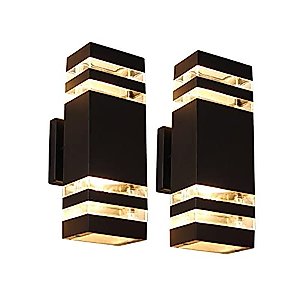 Tenlison 2 Pack Outdoor Wall Light Modern Waterproof Up Down Aluminum Cylinder LED Fixtures Dual Head Lamp With E26E27 Socket AC85-277V for Courtyard Garden Porch Corridor.(Including bulb), 2P
