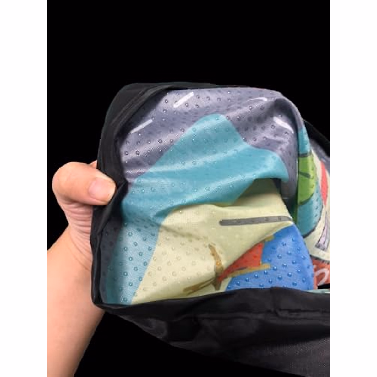 Toy Storage Basket with Cityscape Playmat - 11.8" Drawstring Toy Storage Bag with Foldable Play Mat Featuring Nonslip Backing - Portable Slide-Away Toy Storage Basket for Playrooms/Home/Travel