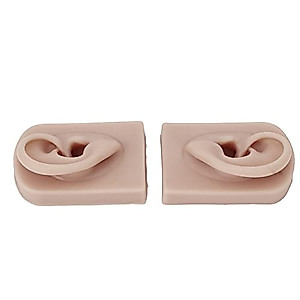 Pwshymi Silicone Piercing Model, 1 Pair Reusable Piercing Practice Ear Model Simulated Human Skin Versatile Flexible for Salon for Adults(Dark Skin Colour)