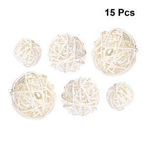 ifundom Wicker Rattan Balls, 15 PCS Decorative Balls Vase Fillers for Home Decor Centerpieces Bowl Orbs Craft Wedding Party Garden Christmas Tree Decoration House Ornaments
