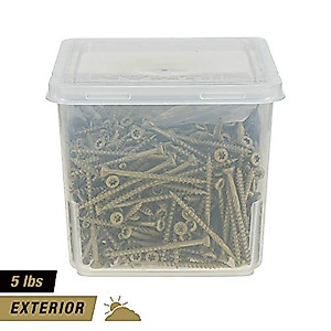 Power Pro 48610 Wood Screws, #9 x 2-1/2", Premium Outdoor Deck Screws, Rust Resistant, Epoxy Coated Bronze, 5lb Tub, 501 pcs