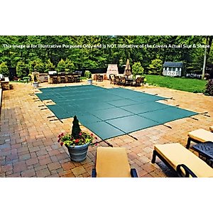 Loop - Loc 16' x 32' Rectangle with 4' 8' Center End Step Loop-Loc II Super Dense Mesh In-Ground Pool Safety Cover, Green
