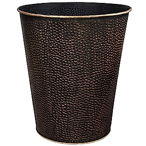 Blue Donuts Wastebasket for Bedroom, Bathroom, Trash Can 6 Liters, Stainless Stel (Bronze)