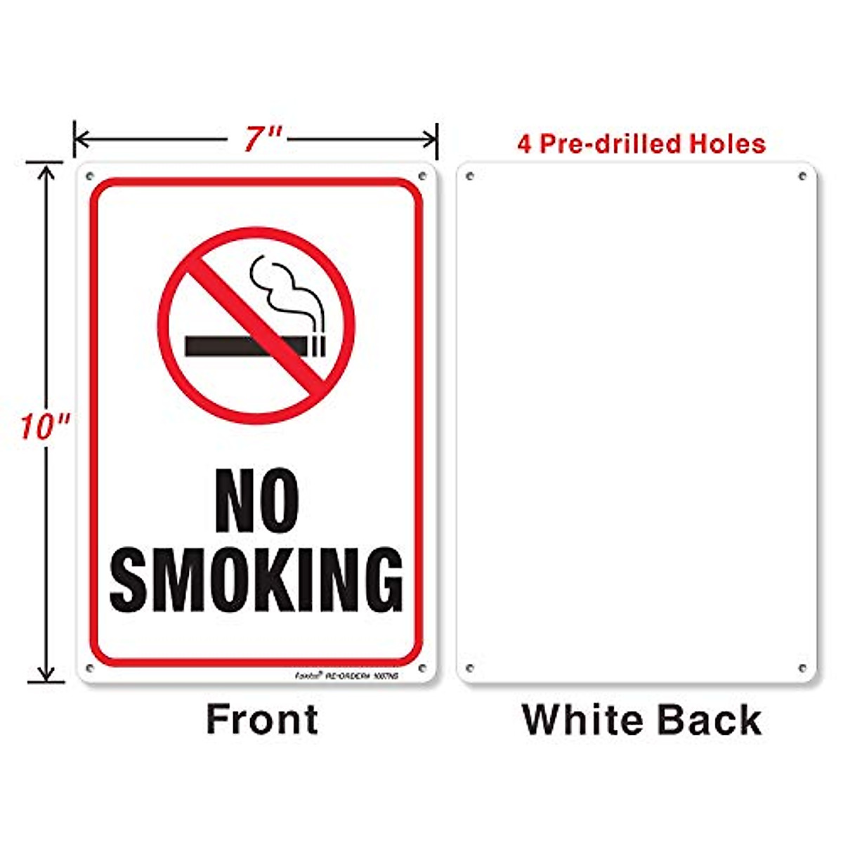 No Smoking Sign,2 Pack No Smoking Metal Reflective Signs - 10 x 7 .040 Rust Free Heavy Duty Aluminum Sign - UV Printed with Professional Graphics - Easy to Mount - Indoor & Outdoor Use