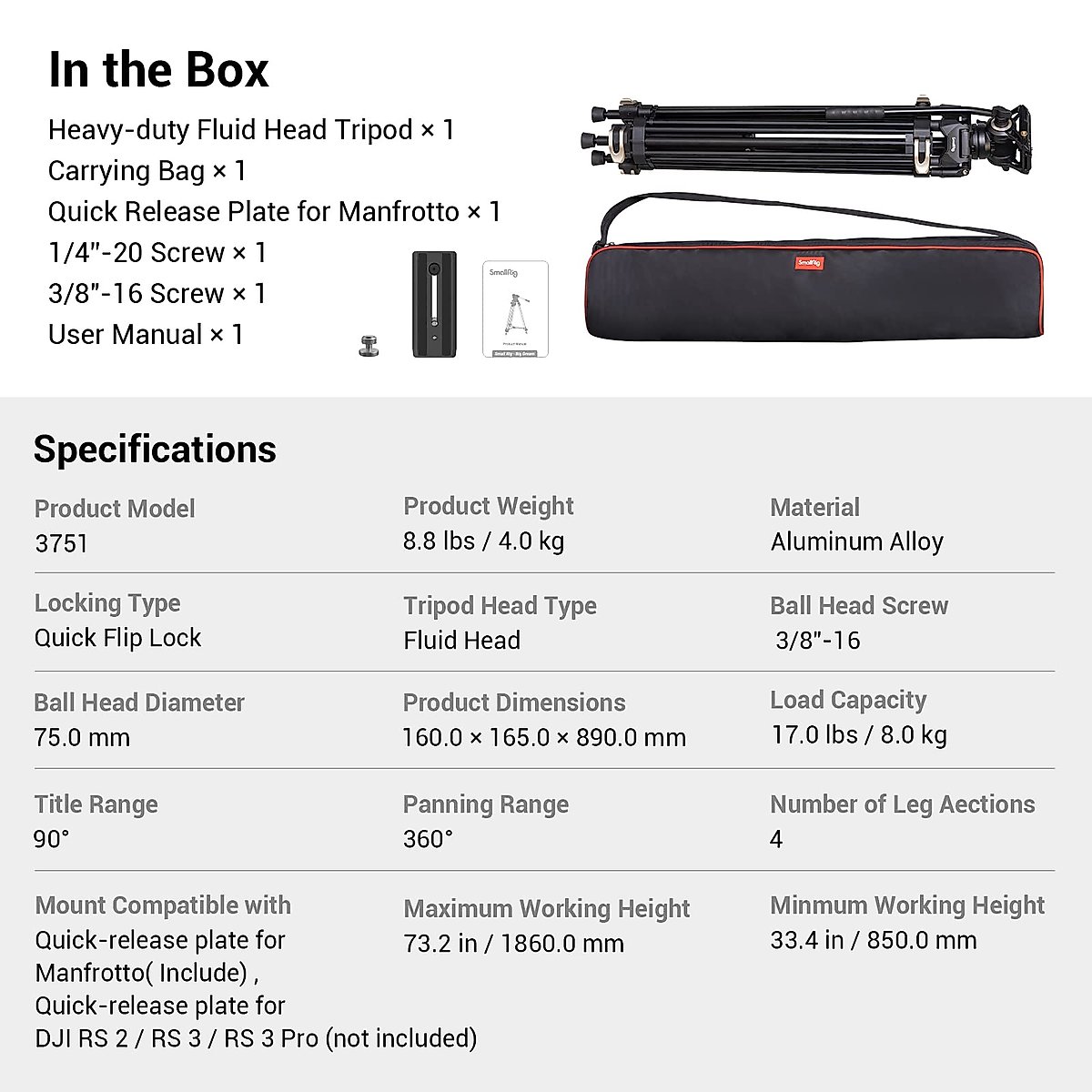 Bundle：SmallRig AD-01 Video Tripod + SmallRig Mini Matte Box Lite