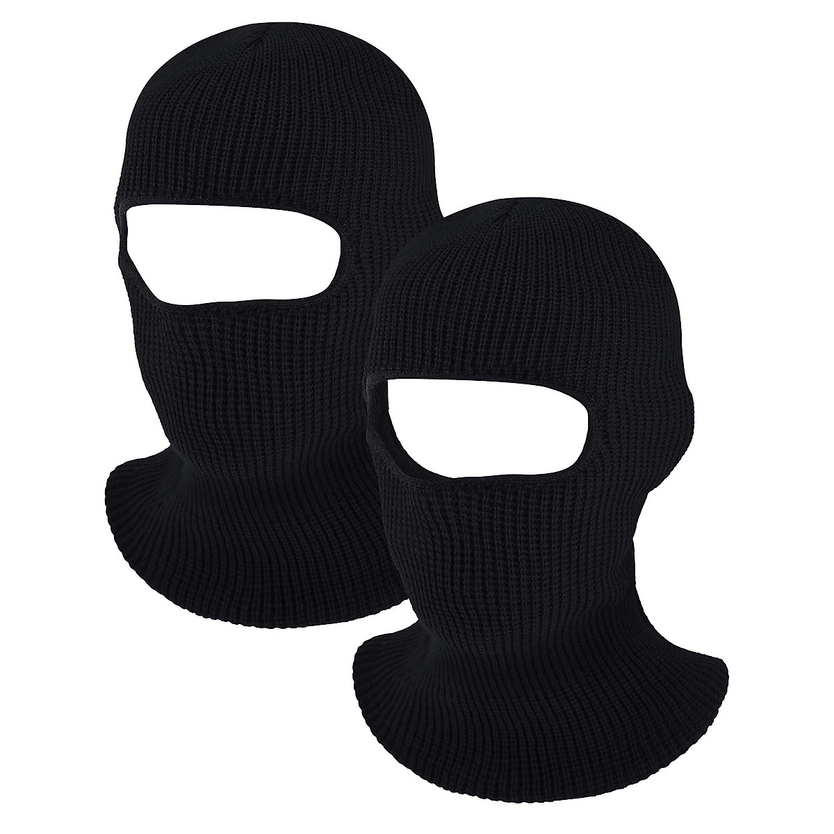 WILLBOND 2 Pieces 1-Hole Knitted Ski Full Face Covering, Adult Winter Balaclava Warm Knitted Full Face Covering for Outdoor Sports Black, 38 x 22 cm/ 14.96 x 8.66 inches (Black)