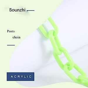 Bounzhi Hip Hop Jeans Pants Chain Punk Goth for Men Acrylic Link Wallet Chain for Women Hipster Chunky Thick Wallet Pocket Keychains Belt Waist Chains body Accessory for Girls(Green)