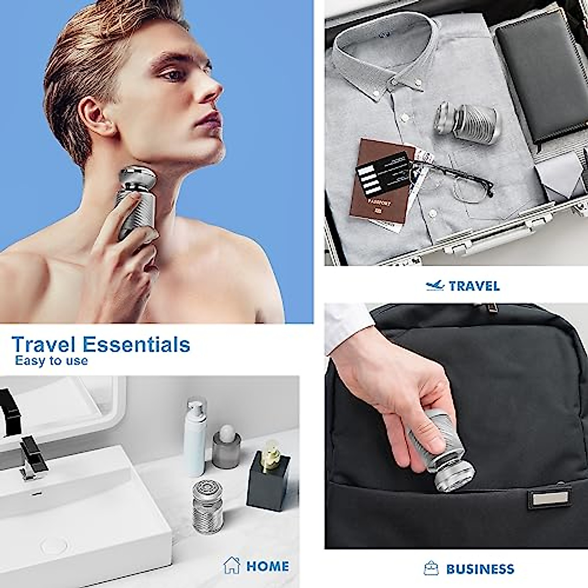 Ufree Mini Shaver Travel Razor, Pocket Portable Electric Shaves for Men Face, Mini Electric Razor for Men, IPX7 Waterproof Rotary Shaver Razor, Beard Trimmer for Men, Mens Grooming Kit, Gifts for Men