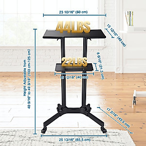 Yescom Mobile Podium Portable Rolling Lecterns Standing Laptop Cart Desk with Storage Tray Height Adjustable Classroom Home Office