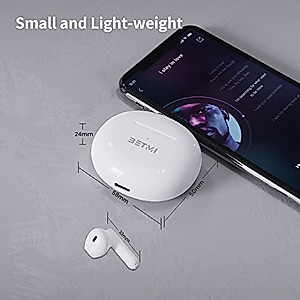 BETMI - True Wireless Earbuds - in-Ear Bluetooth5.3 Headphones - 40H Playtime, IPX5 Waterproof TWS with Dual Mic for Sport, Light-Weight Earphones for Android iOS/iPhone - White