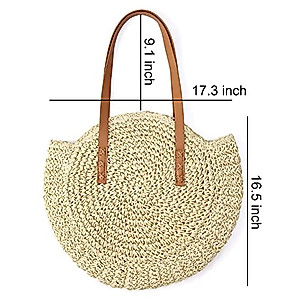 Block Garden Handmade Straw Shoulder Bag for Women Beach Bag Tote Handbag, 01 beige