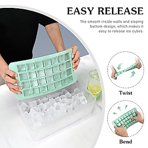 Ice Cube Tray for Freezer with Bin: Easy Release 1Inch Ice Cube Maker with Lid and Bin - Stacking Ice Making Tray with Covered Ice Bin - 3Pack Ice Tray for Freezing Herbs