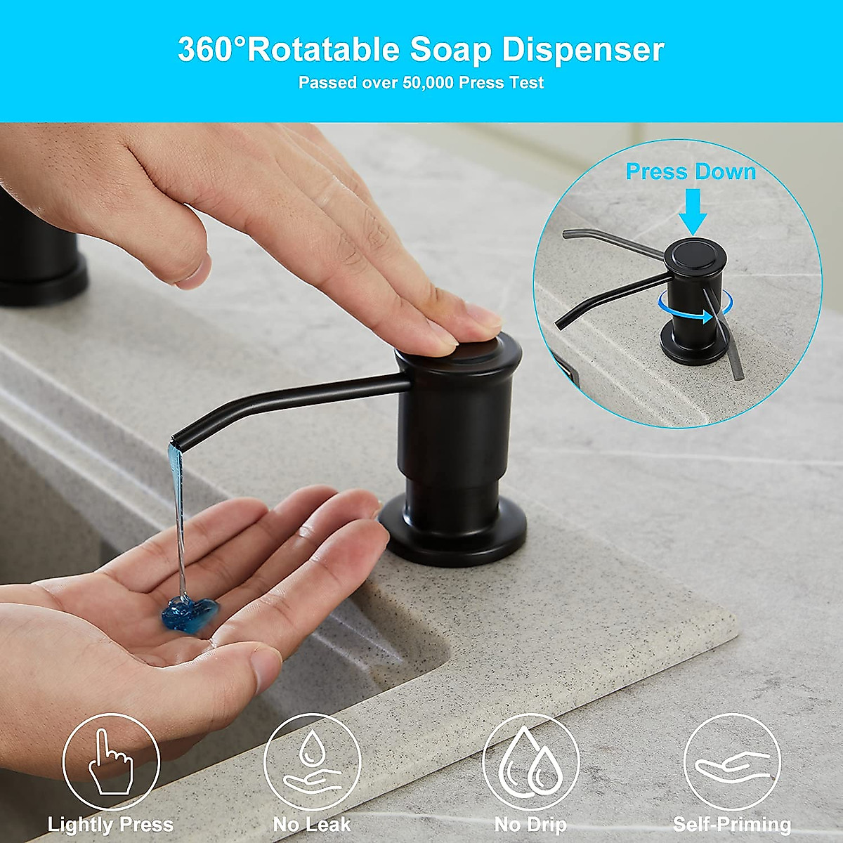 CREA Sink Faucet, Black Kitchen Faucets with Pull Down Sprayer with Kitchen Sink Soap Disoenser