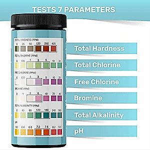 Hot Tub Test Strips - 6in1 Quick & Accurate Spa Test Strips for Hot Tubs - 100 Water Test Strips, Hot Tub Water Test Kit with E-Book - Test Chlorine, Bromine, pH, Hardness, Alkalinity - JNW Direct
