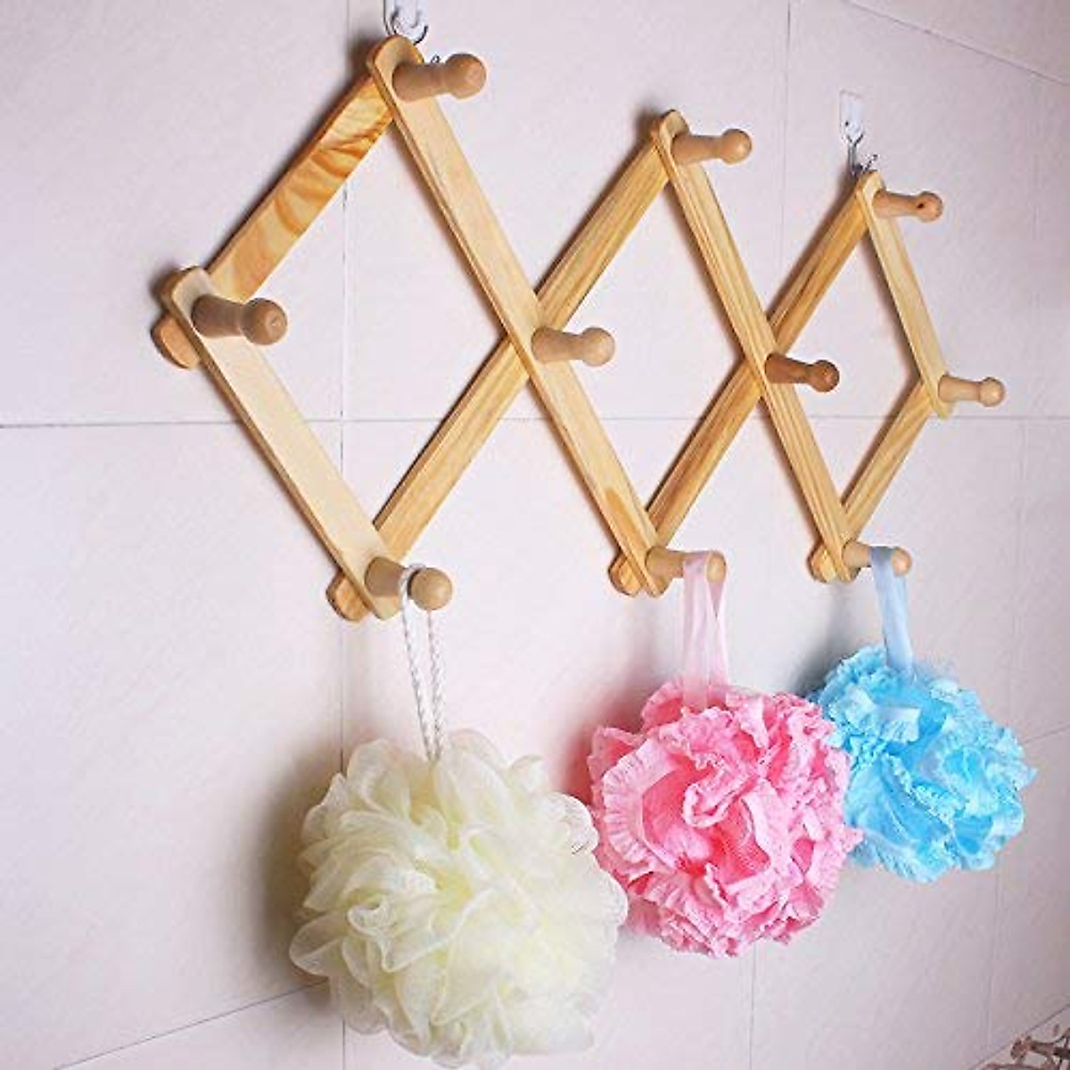 Candyqueen 1Pcs Hanging Wall Wooden Peg Hooks Wall Rack Hanger for Coat/Keys/Hats/Purse/Bag/Coffee Mugs Home Decor