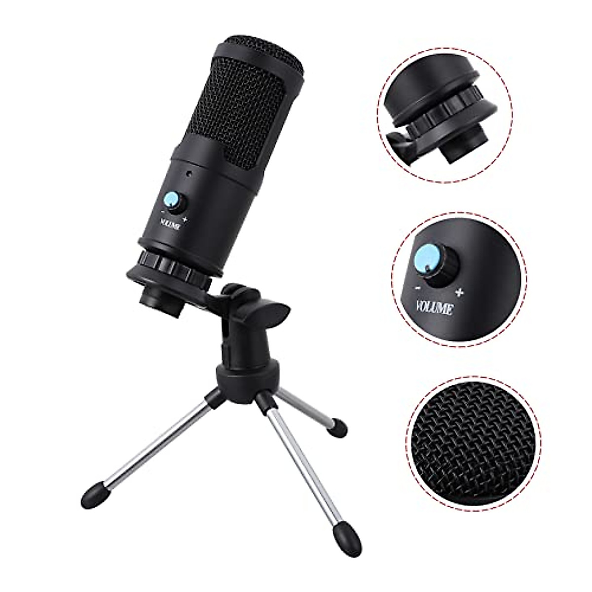 NUSITOU 1 Set Microphone Mic Kit USB Metal Mic Kit USB Desk Mic for Streaming Mic Streaming Kit Mic for Laptop Mic for Phone USB Mic Phone Mic Equipment Zinc Alloy Notebook