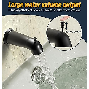 EMBATHER Shower System with Valve, 9-Inch Tub and Shower Faucet Set (Rough-in Valve Included) with 9'' Large Rain Shower Head and Tub Spout, Single-Handle Tub and Shower Trim Kit, Matte Black