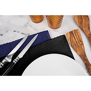 Super Absorbent Kitchen Towels 12 Pack - Premium 100% Cotton Kitchen Towels, 450GSM Thick Machine Washable Black Dish Towels for Kitchen Drying, Cleaning, Dobby Weave, Unmatched Quality