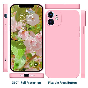 ANDATE Compatible with iPhone 12 Mini Case Silicone Pink, Soft Liquid Silicone Rubber Case Full-Body Protective Case Cover for iPhone 12mini- 5.4 Inch