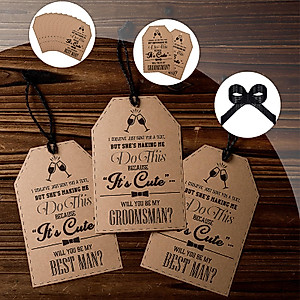 Feifeiya 10 Pcs Groomsman Proposal Card Label Set Groomsman Gift and Bridesmaid Gift Groomsman Proposal Box Hang tag Bottle Label for Wedding Supplies